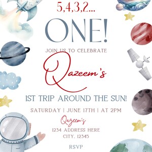 Kids Space Themed Birthday Party Invitation / Digital Download File ...