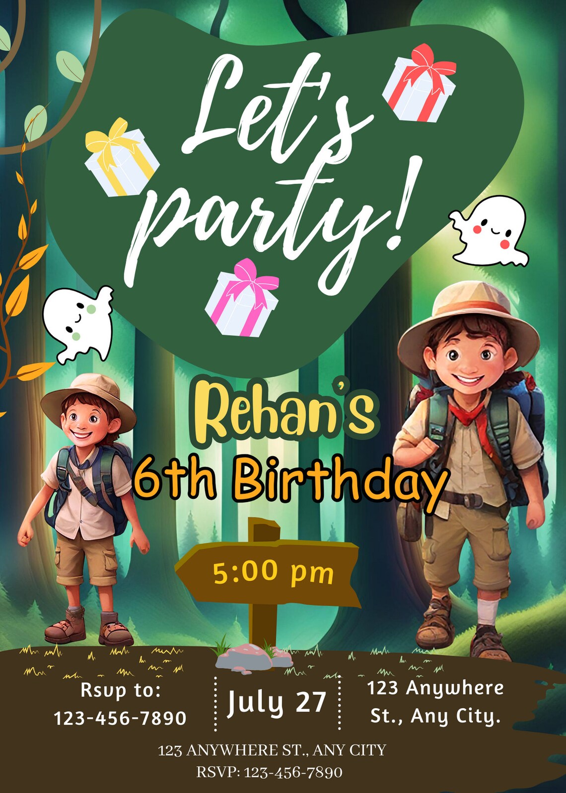 Editable Woodland Birthday Invitation Young and Wild Forest Animal ...