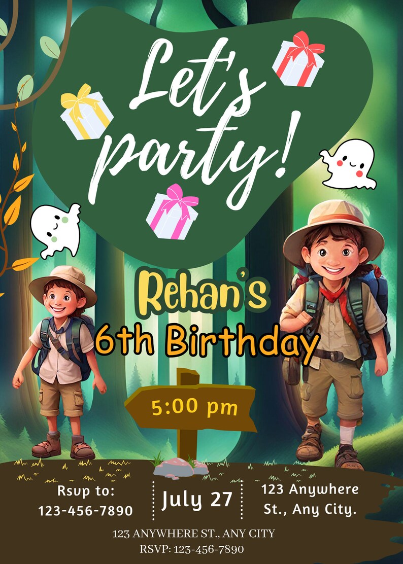 Editable Woodland Birthday Invitation Young and Wild Forest Animal ...