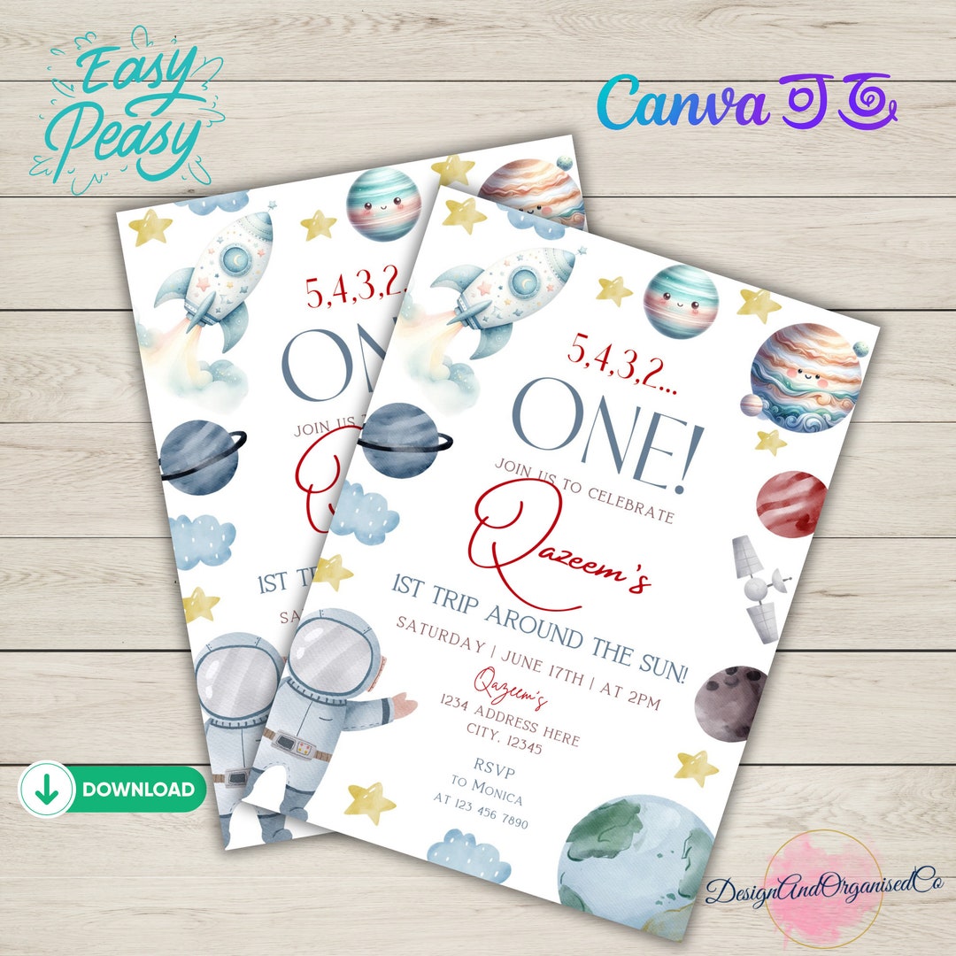 Kids Space Themed Birthday Party Invitation / Digital Download File ...