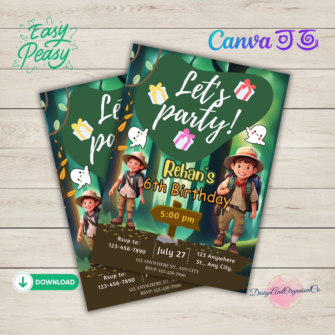 Editable Woodland Birthday Invitation Young and Wild Forest Animal ...