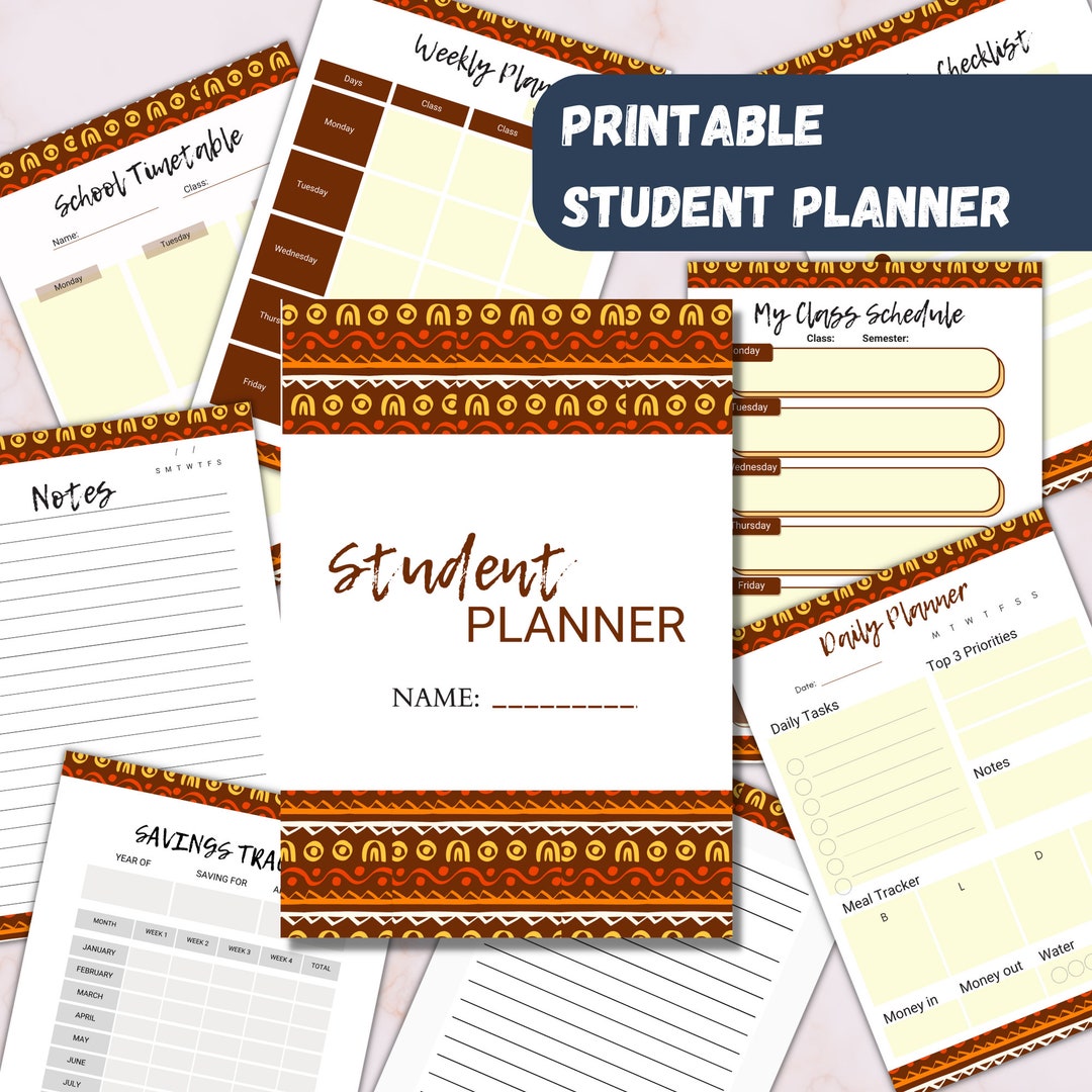 Printable Student Planner Academic Planner Printable College Student ...