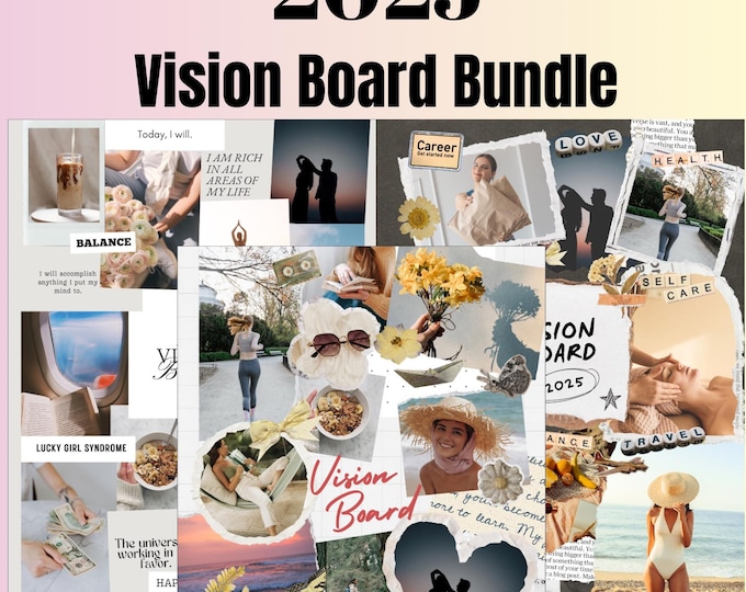 Vision Boards 2025, 2025 Vision Board Printables, Mood Board, New Year ...