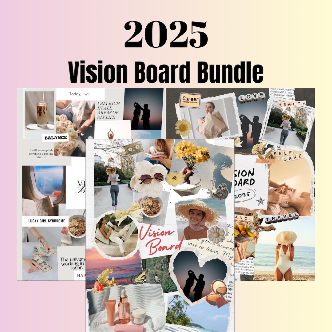 Vision Boards 2025, 2025 Vision Board Printables, Mood Board, New Year ...
