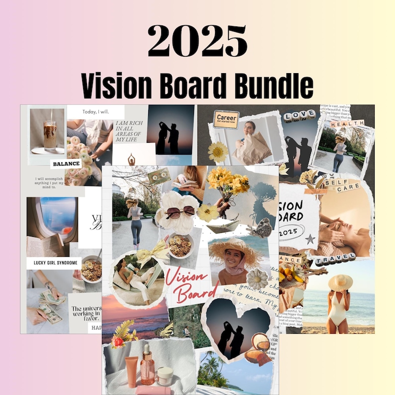 Vision Boards 2025, 2025 Vision Board Printables, Mood Board, New Year ...