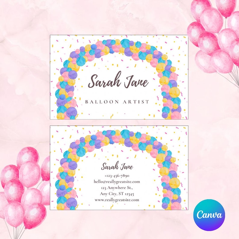 Balloon Artist Business Cards, Ballon Garland Business Card Template ...