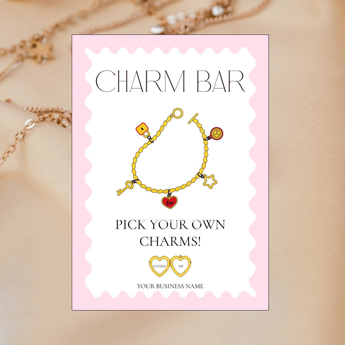 Charm Bar Sign, Editable Canva Template, Charm Bar Party Signage ...