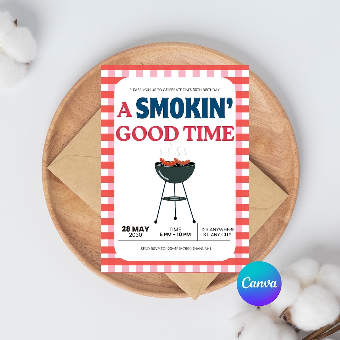 A Smoking Good Time Backyard BBQ Invite, Cookout Party Invitation ...