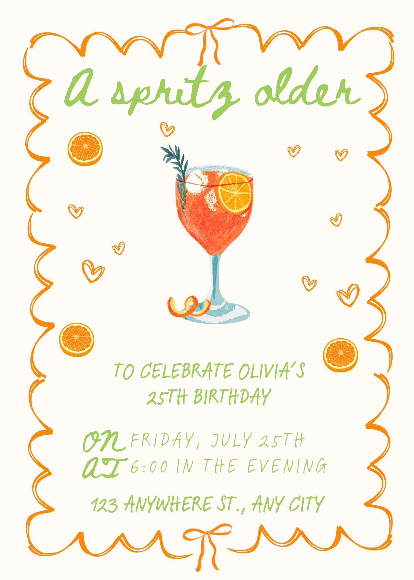 A Spritz Older Birthday Theme Invite, Feeling Spritzy, Aperol Spritz ...