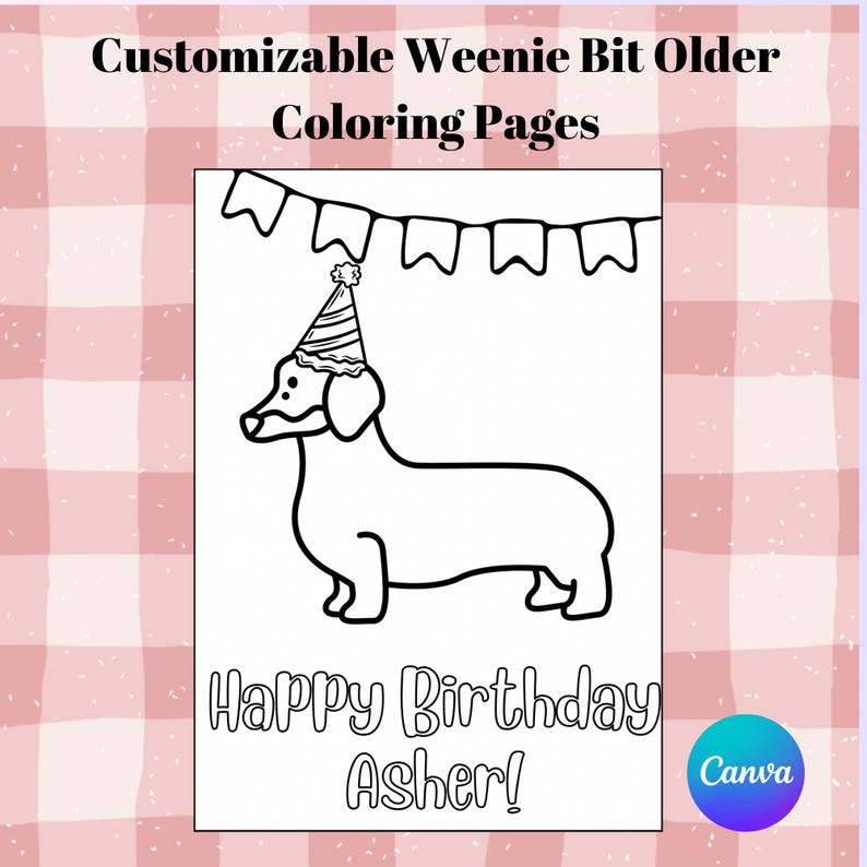 A Weenie Bit Older Coloring Pages, Customizable, Hot Dog Party Favors, Instant Download ...