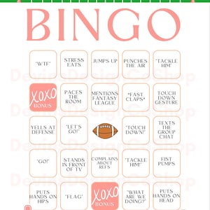 Boyfriend Football Bingo Game, Football Husband Bingo Card, Drinking ...