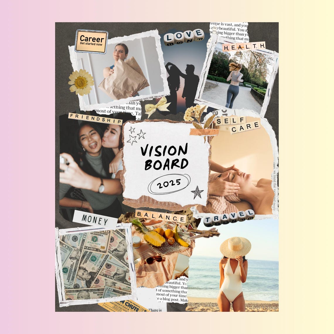 Vision Boards 2025, 2025 Vision Board Printables, Mood Board, New Year ...