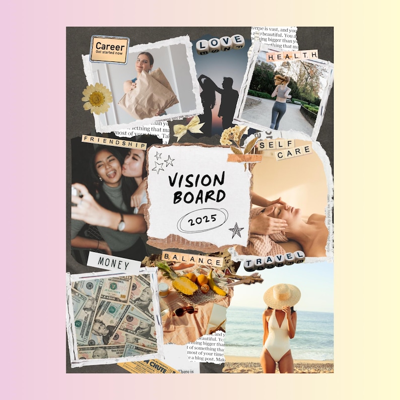 Vision Boards 2025, 2025 Vision Board Printables, Mood Board, New Year ...
