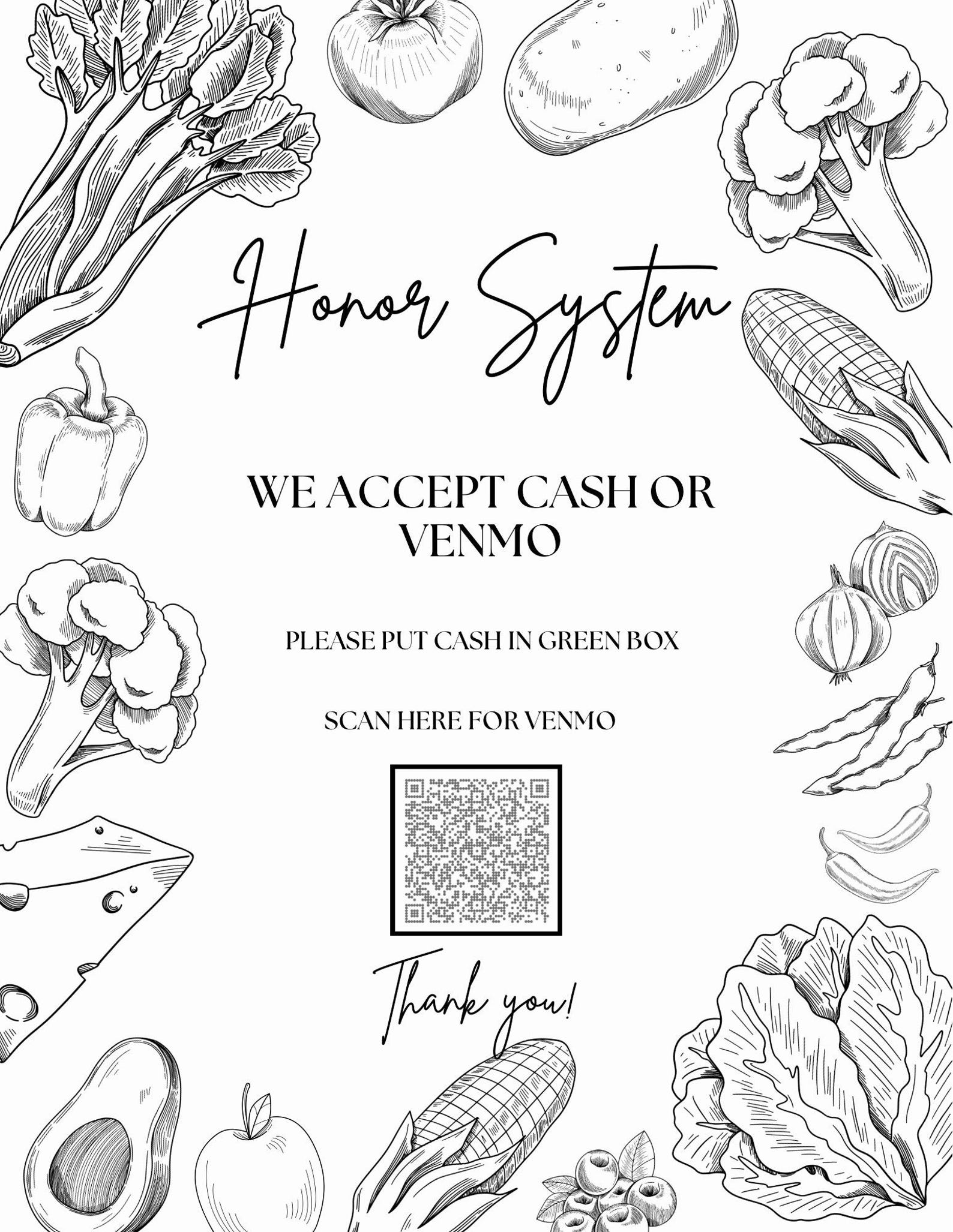 Farmstand Menu, Honor System Printable, Honor System Box, Farmers ...