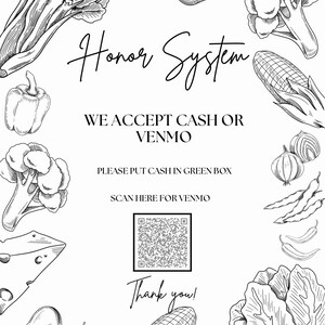 Farmstand Menu, Honor System Printable, Honor System Box, Farmers ...