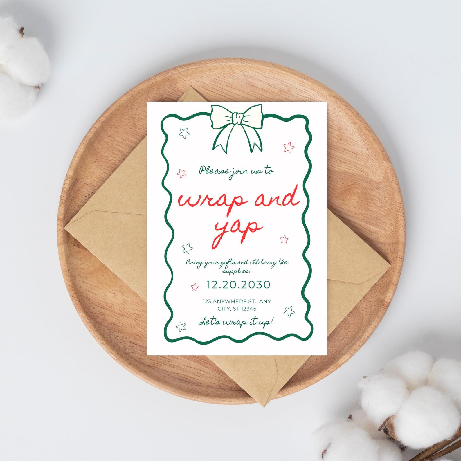 Wrap and Yap Invite, Gift Wrapping Party Invitation, Christmas Party ...