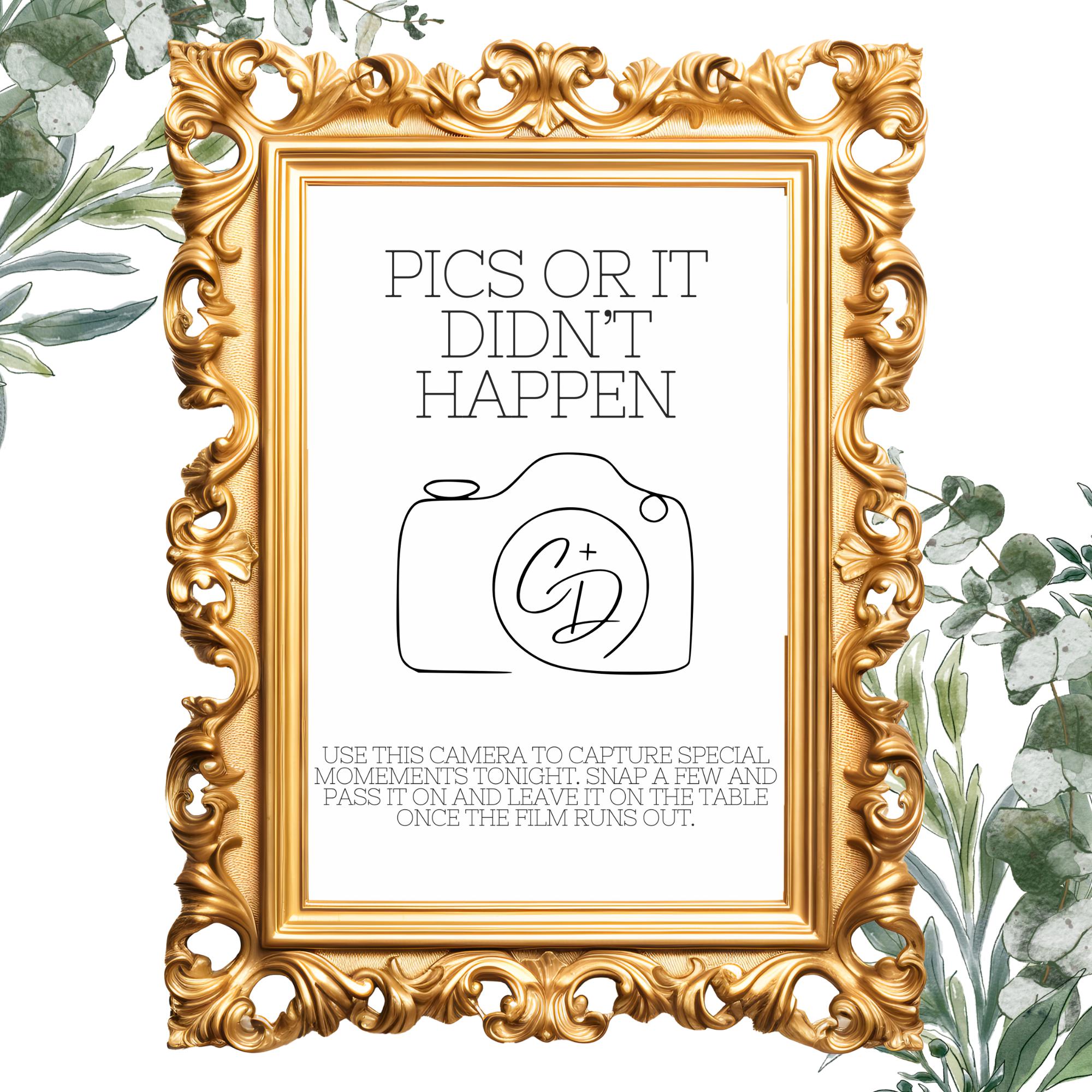 Disposable Camera Wedding Sign, Lets See What Develops, Pics or It ...