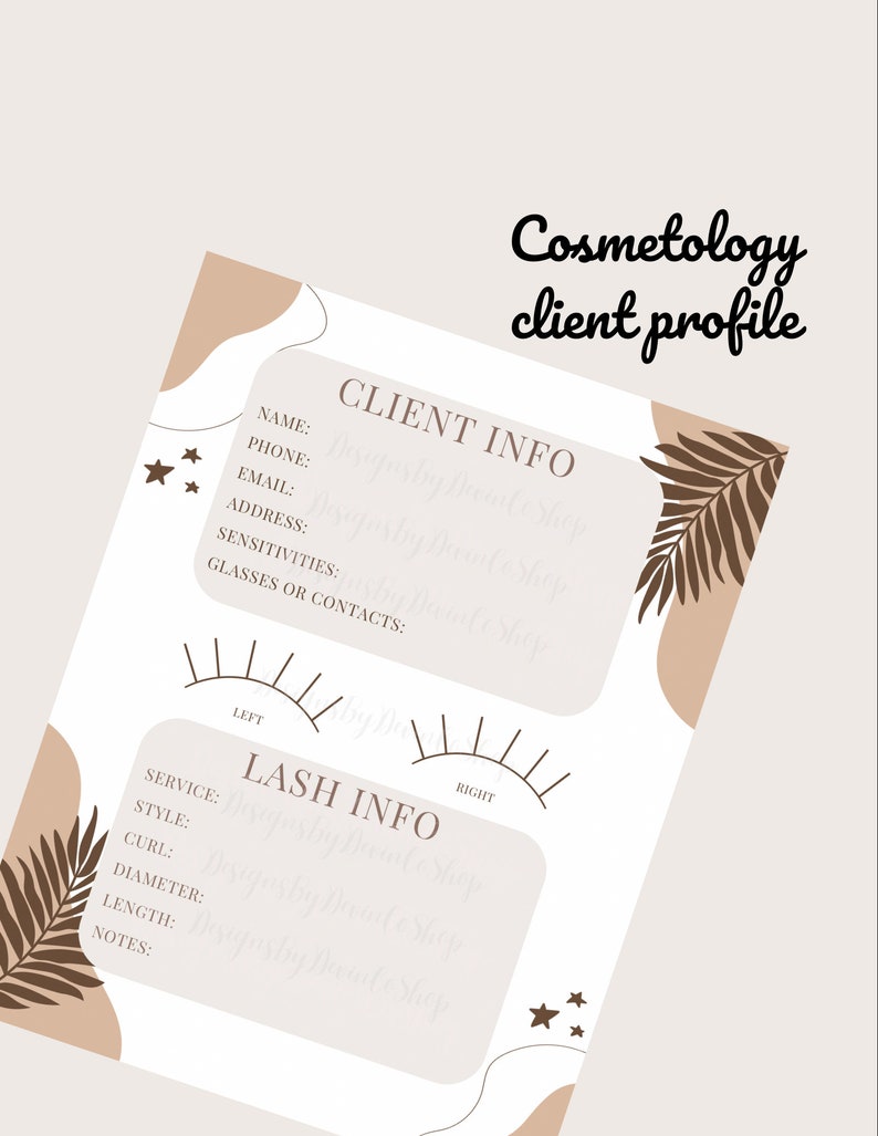 Lash Tech Client Record Book, Printable, Intake Form, Client Log ...
