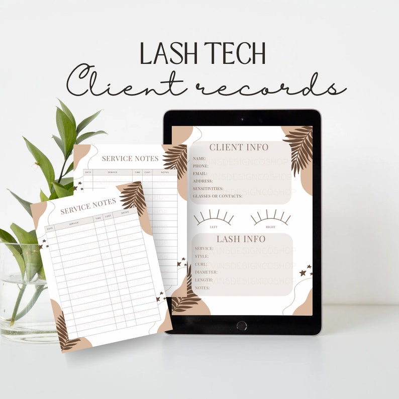 Lash Tech Client Record Book, Printable, Intake Form, Client Log, Digital Download, Client ...