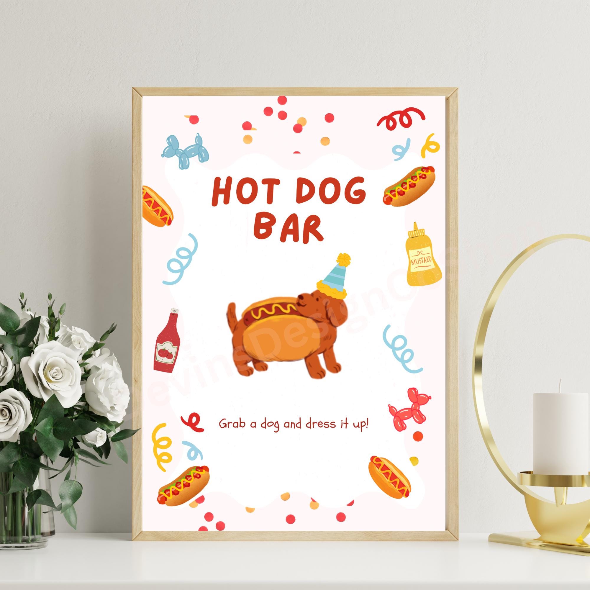 Hot Dog Bar Sign, Party Decorations, Printable, Weenie Bit Older ...