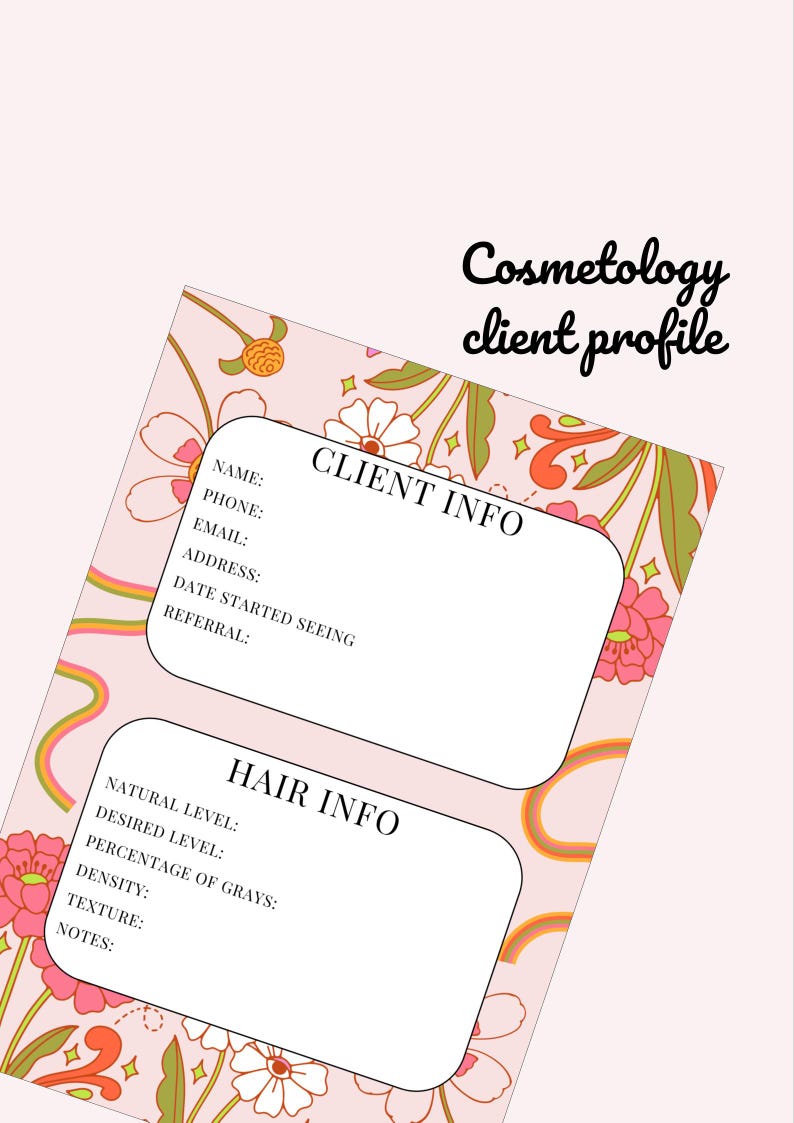 Cosmetology Client Book, Client Log, Hair Stylist Journal, Formula ...
