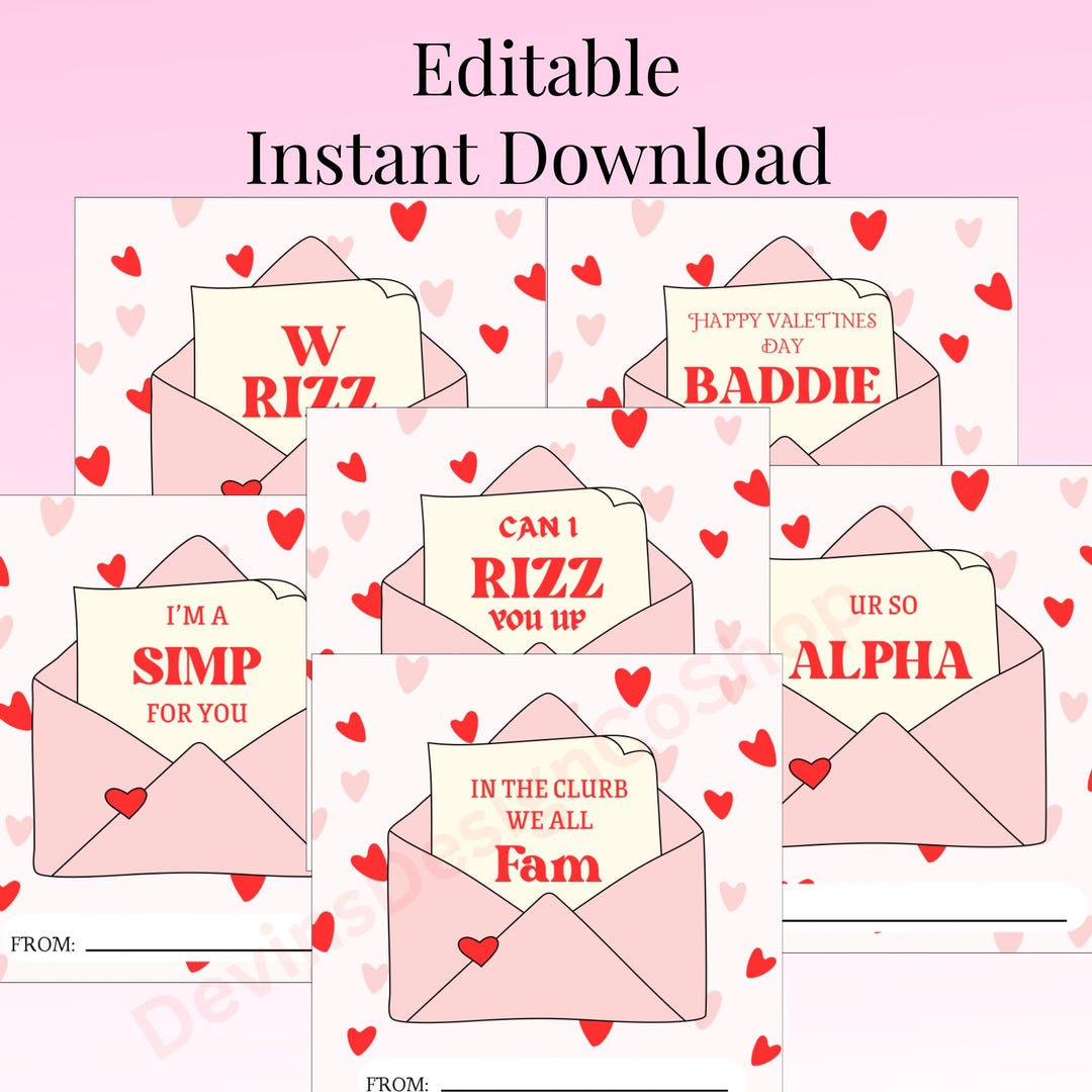 Funny Valentine’s Day Cards, Gen Alpha Slang, Gen Z Valentine’s, Rizz ...