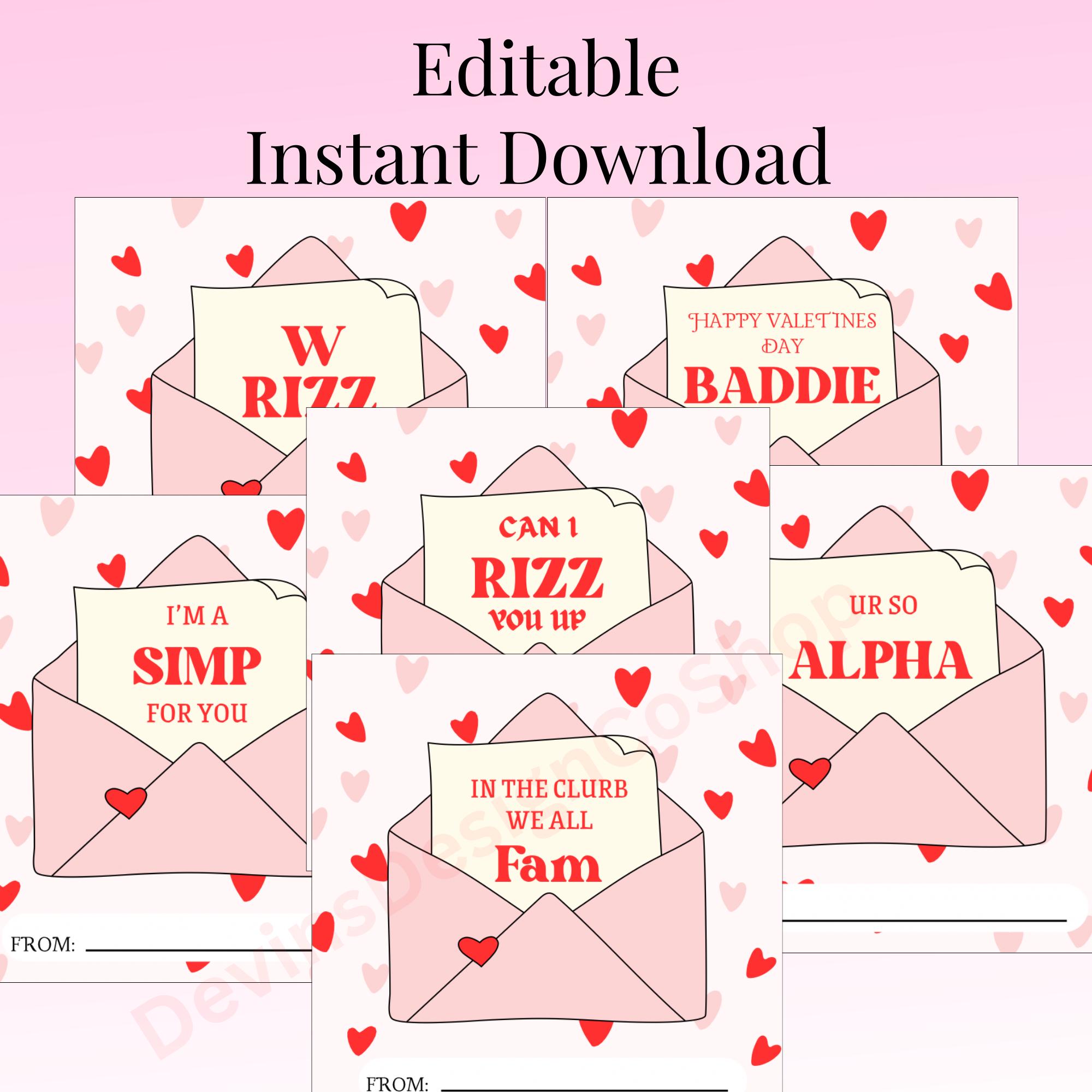 Funny Valentine’s Day Cards, Gen Alpha Slang, Gen Z Valentine’s, Rizz ...