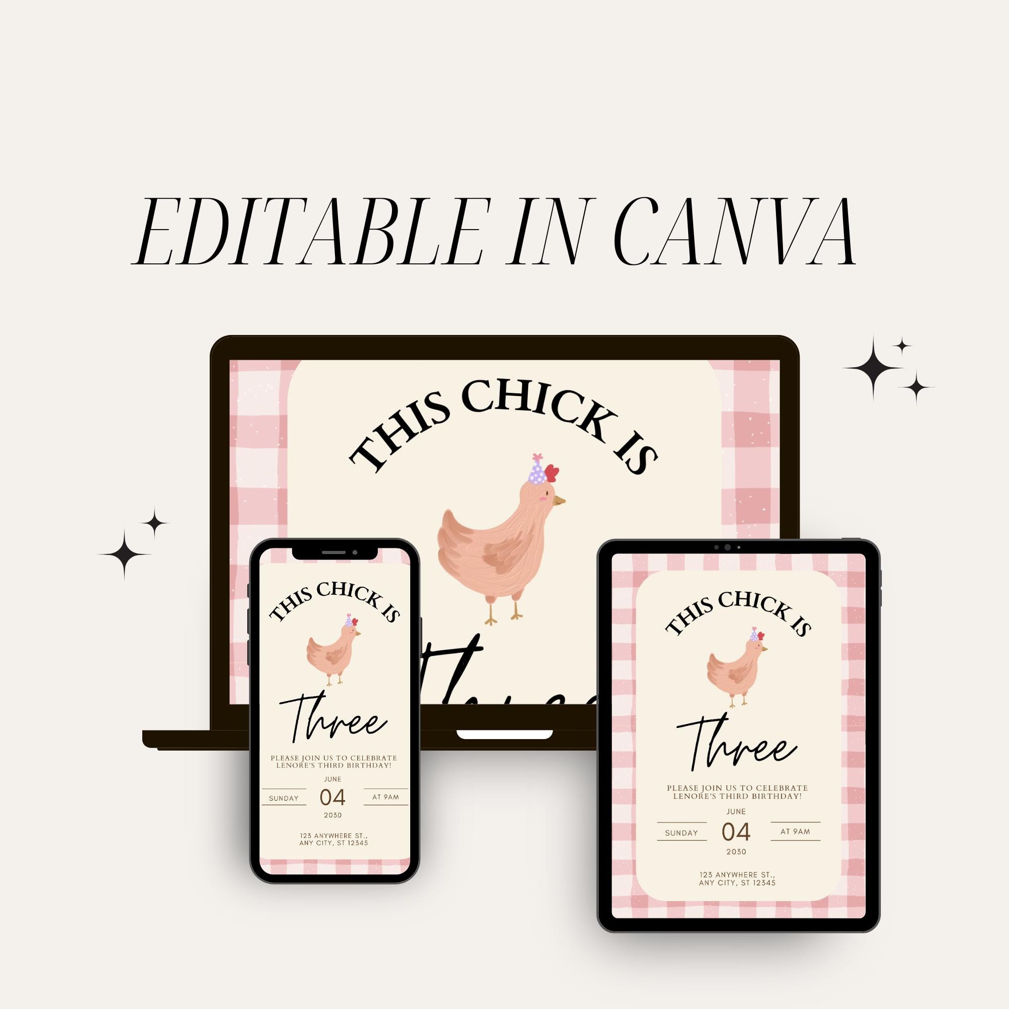 This Chick is Three Birthday Invite Template, Spring Birthday Party ...