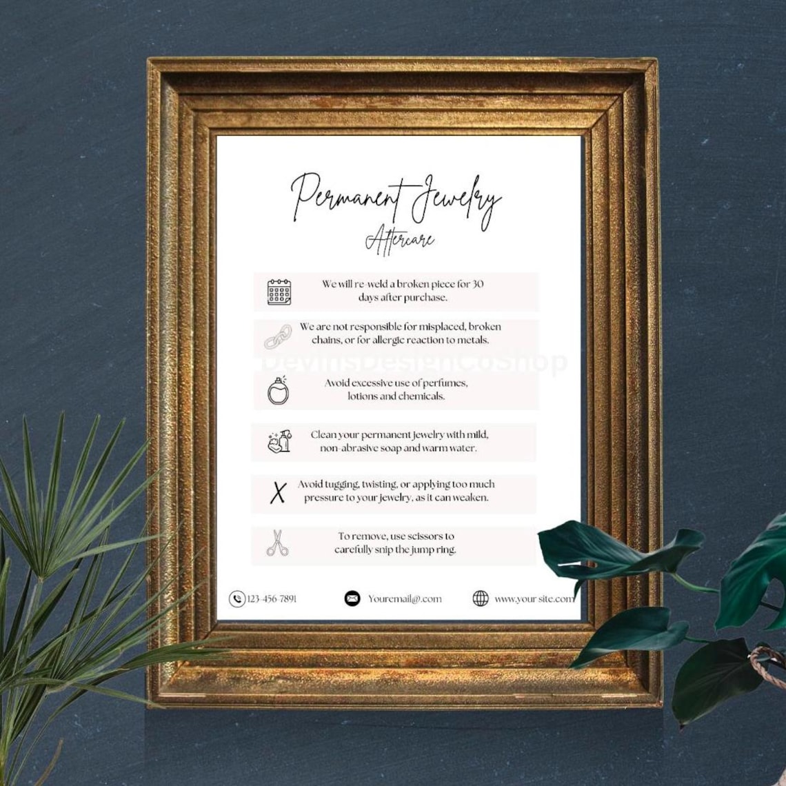 Permanent Jewelry Care Sign, Permanent Jewelry Sign, Care Instructions ...