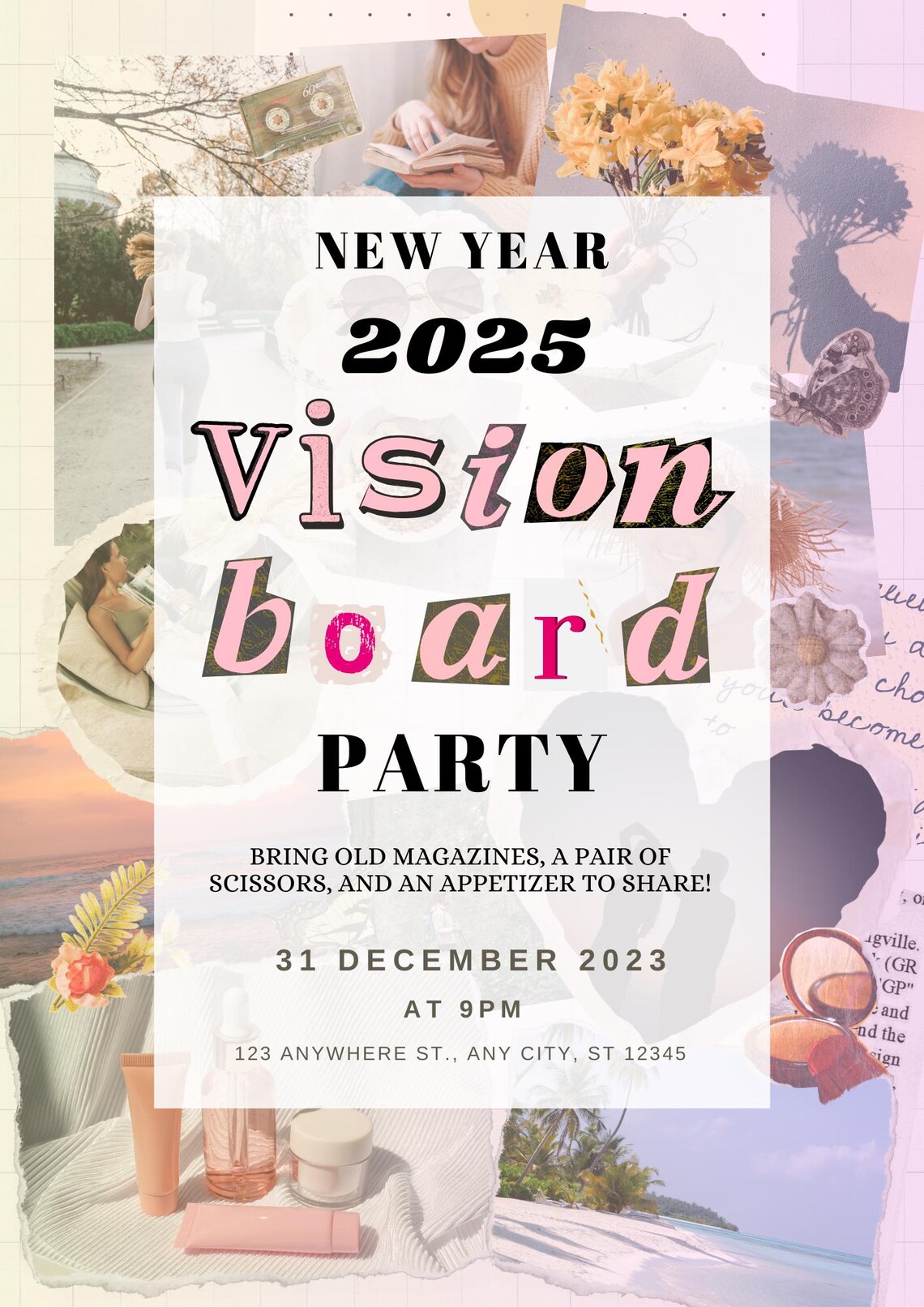 2025 Vision Board Party Invitation Template, Instant Download, New ...