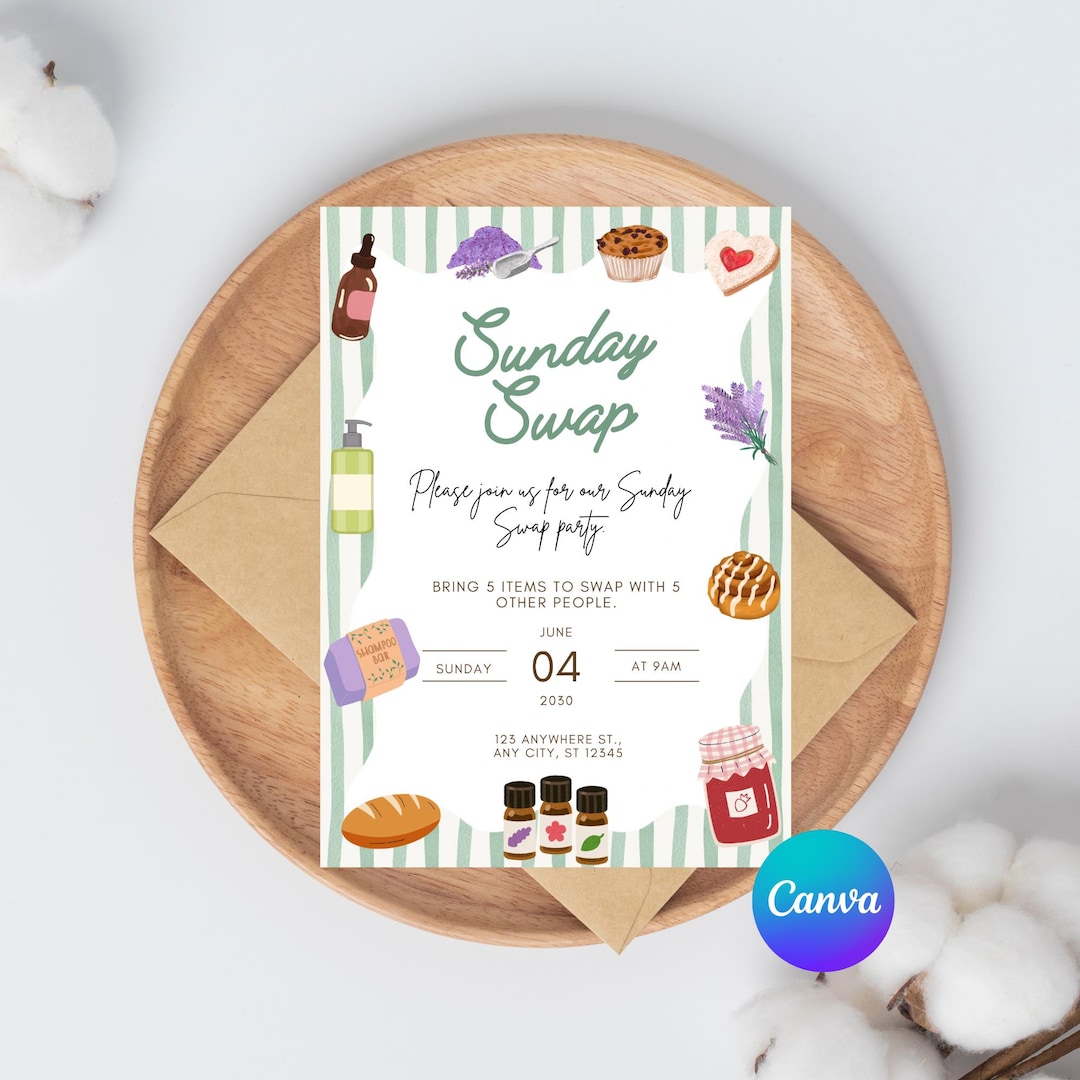 Homemakers Swap, Sunday Swap Party Invitation Template | Printable Swap ...