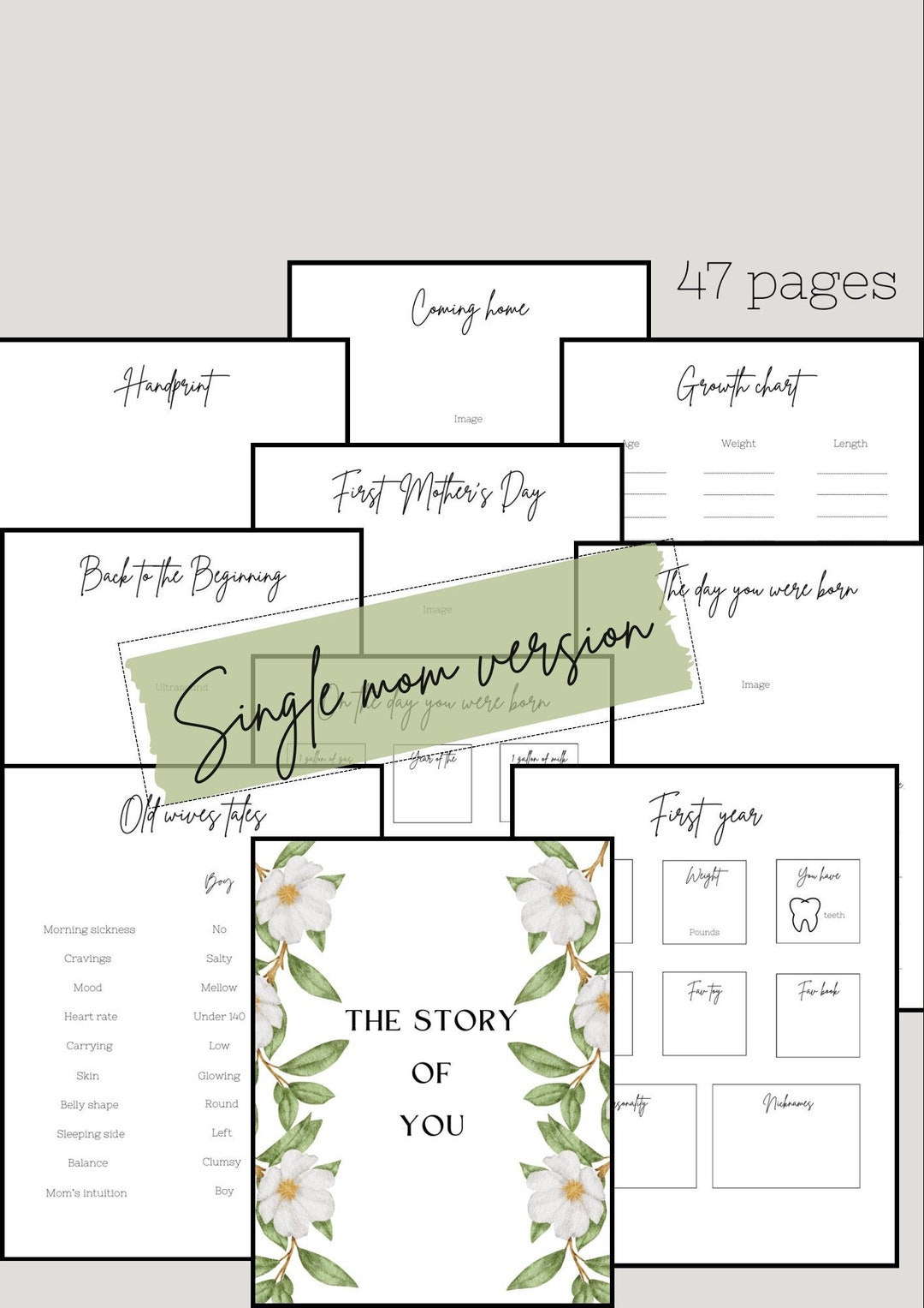 Single Mom Baby Book, Printable, Digital Download Baby Book, Keepsake ...