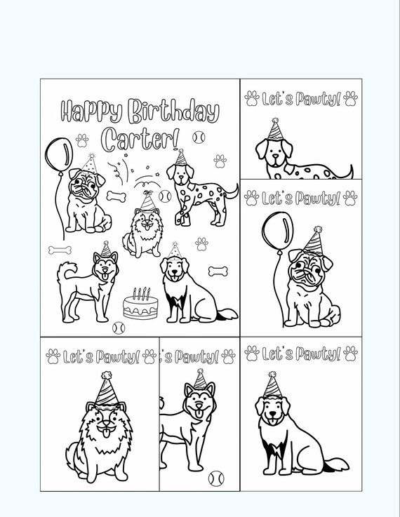 Birthday Dog Coloring Pages