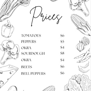 Farmstand Menu, Honor System Printable, Honor System Box, Farmers ...