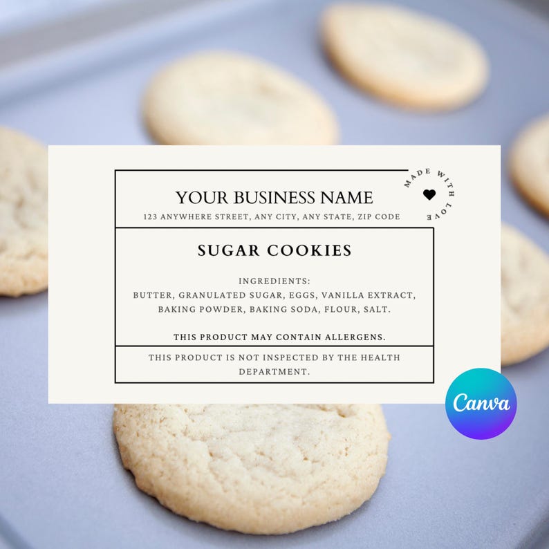 Cottage Food Label Template, Farmers Market Baked Goods Tags ...