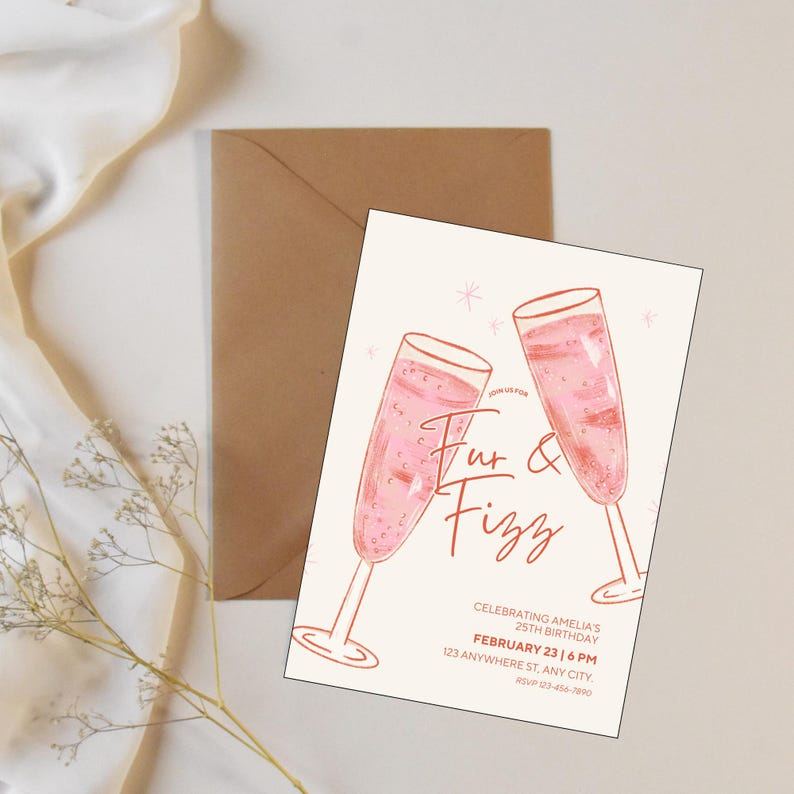 Fur and Fizz Birthday Party Invitation, Winter Birthday Theme ...