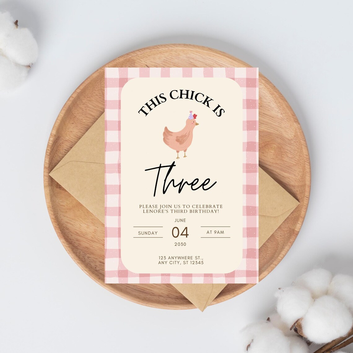 This Chick is Three Birthday Invite Template, Spring Birthday Party ...
