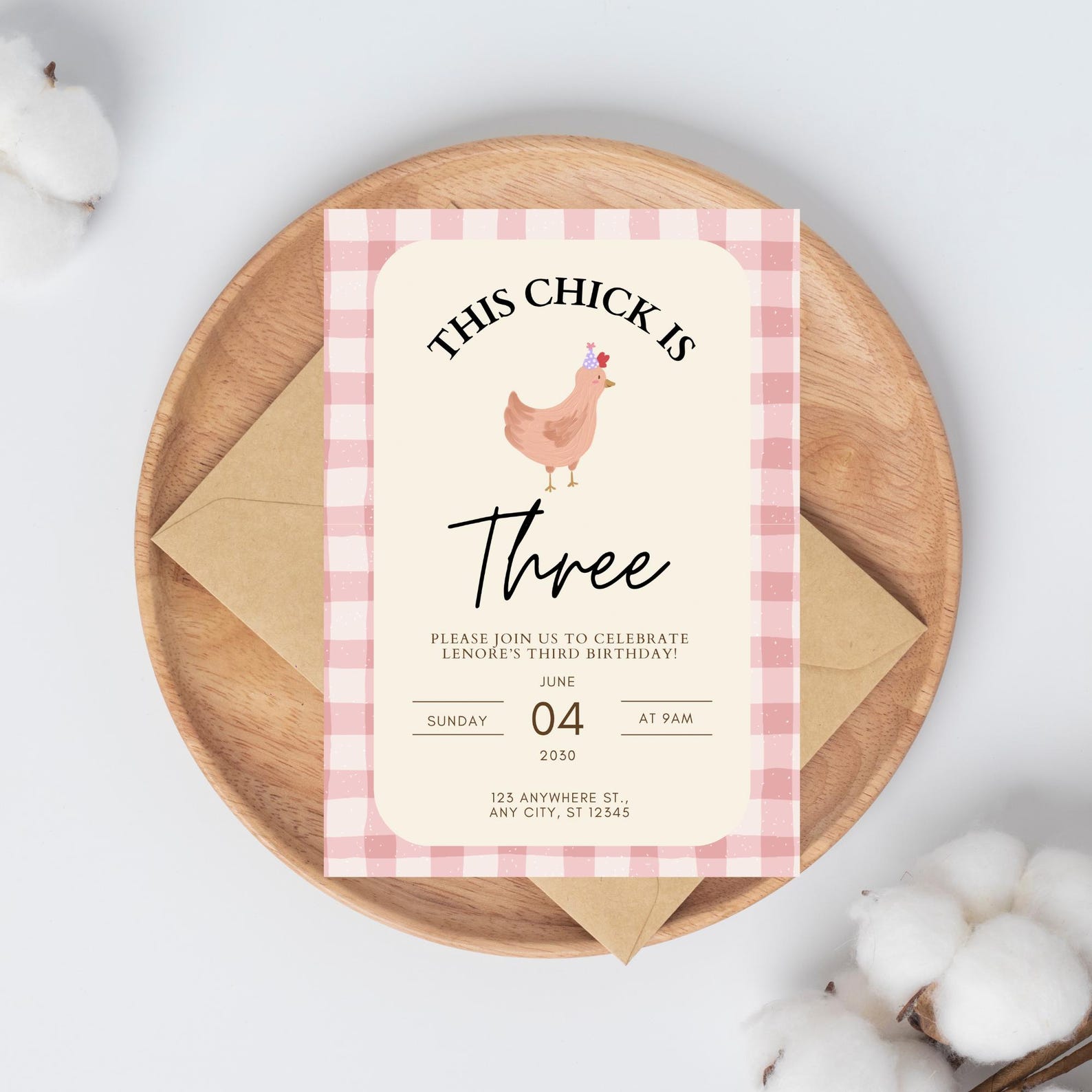 This Chick is Three Birthday Invite Template, Spring Birthday Party ...