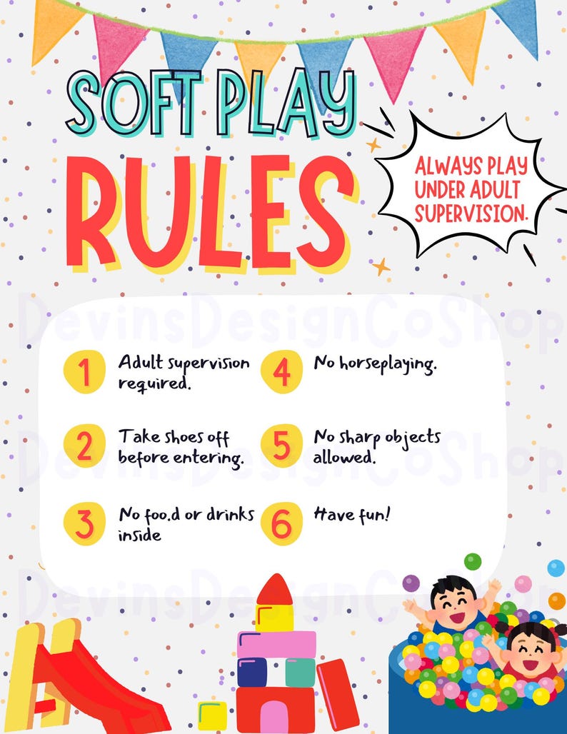Soft Play Rules Sign, Soft Play Equipment, Rental, Toddler Foam Soft Play, Digital, Editable ...