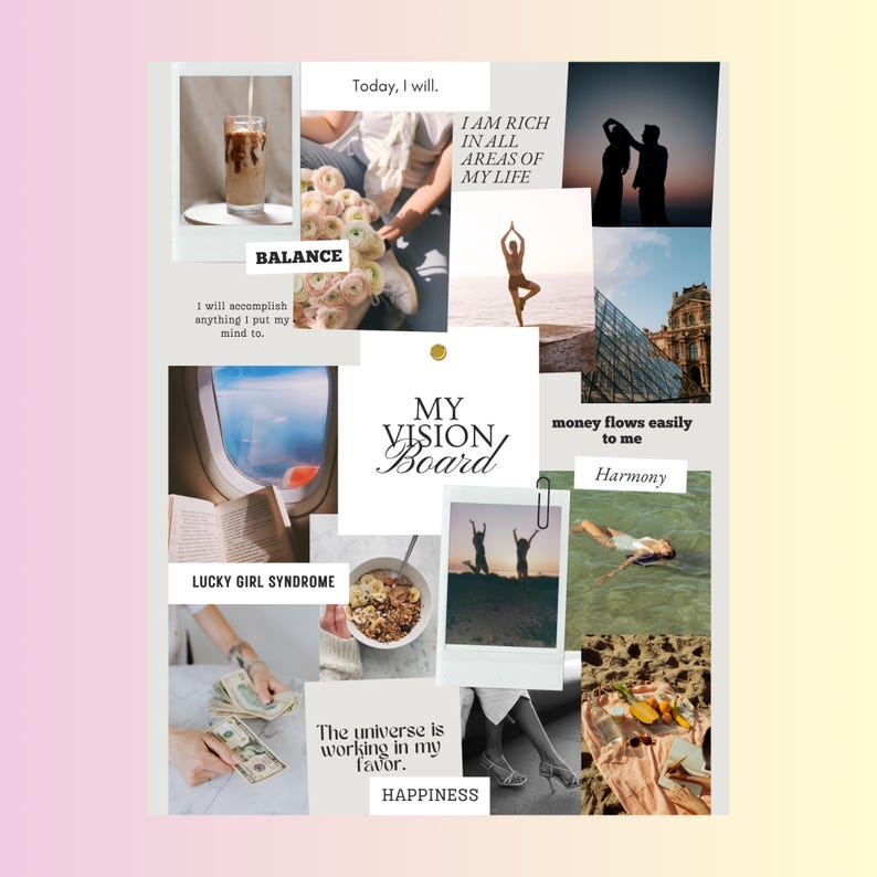 Vision Boards 2025, 2025 Vision Board Printables, Mood Board, New Year ...