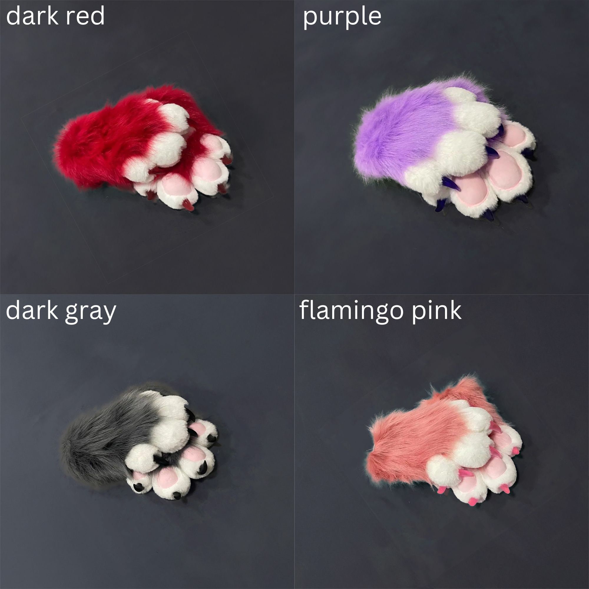 16 Colors Fluffy Fursuit Paws Black Kemono Fursuit Partial Hand Paw ...