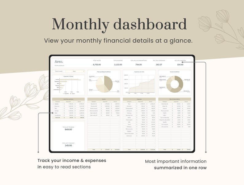 Simple Monthly Budget Spreadsheet: Financial Planner (google Sheets ...