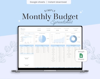 Simple Monthly Budget Spreadsheet, Google Sheets Template, Payckeck ...