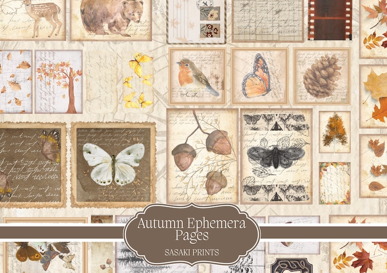 Autumn Ephemera Pages, Printable Fall Junk Journal Kit Vintage Fall ...
