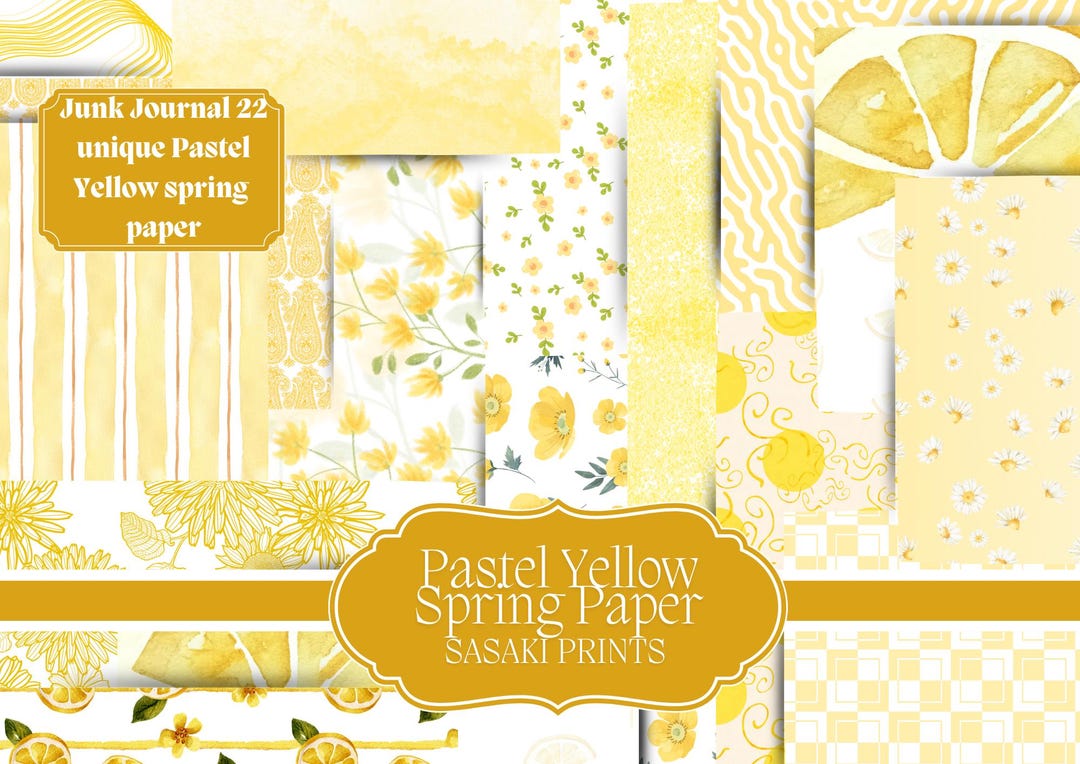 Kit De Journal Indésirable Floral Jaune Pastel : Papier Printanier ...