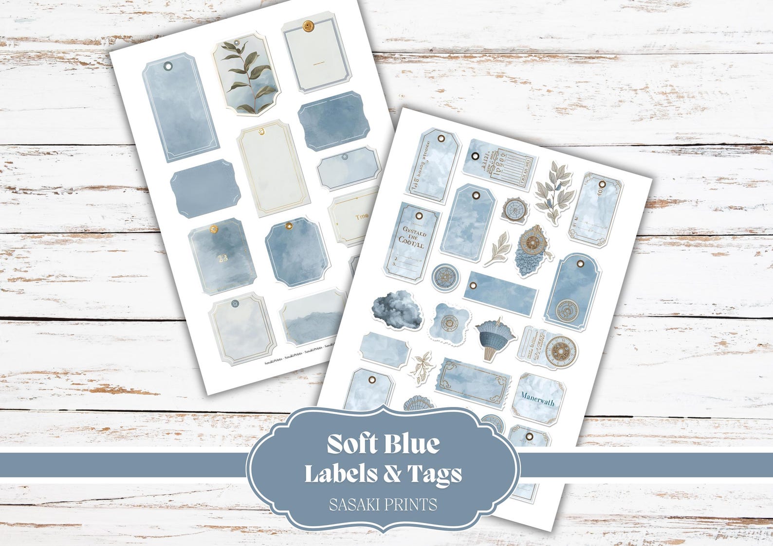Soft Blue Labels & Tags – Vintage Printable Ephemera for Junk Journals ...