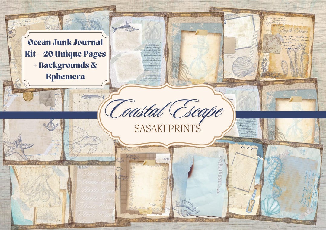 Ocean Junk Journal, Beach Junk Journal Kit, Nautical Junk Journaling ...