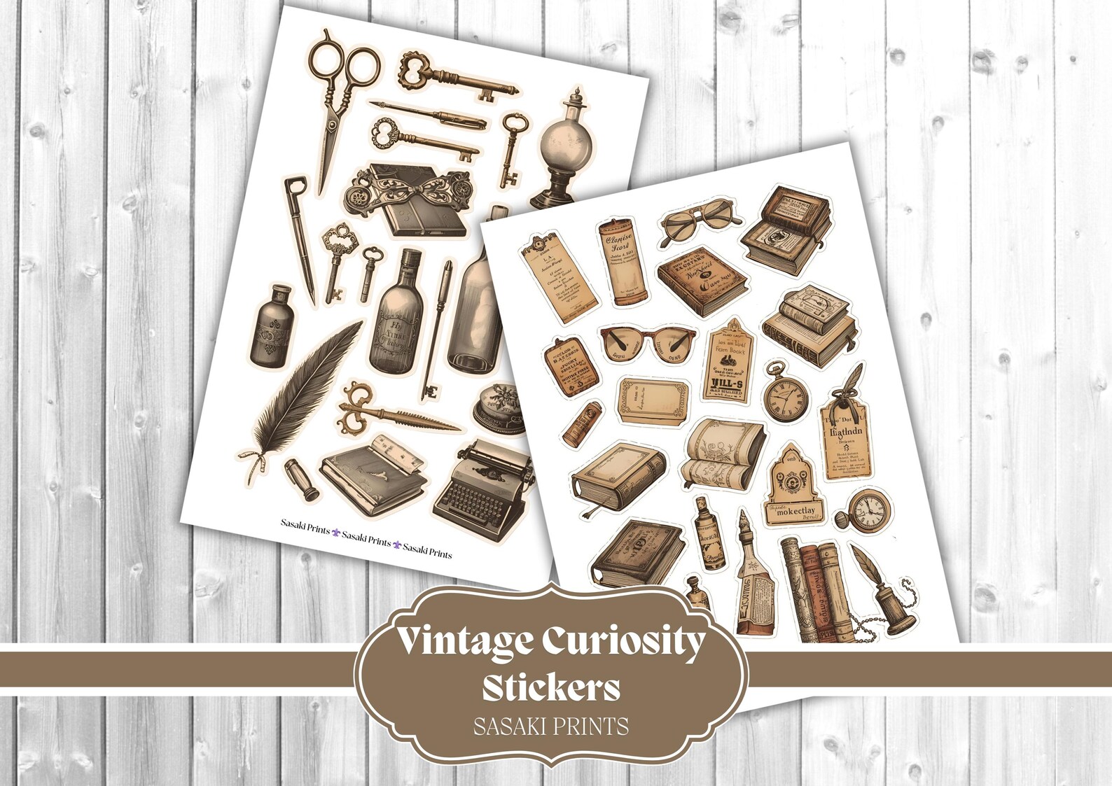 Vintage Curiosity Stickers – 110 Printable Vintage Stickers, Junk ...