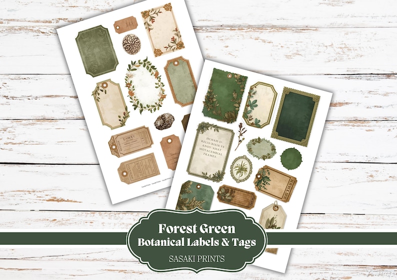 Forest Green Botanical Labels & Tags – Vintage Printable Ephemera for ...