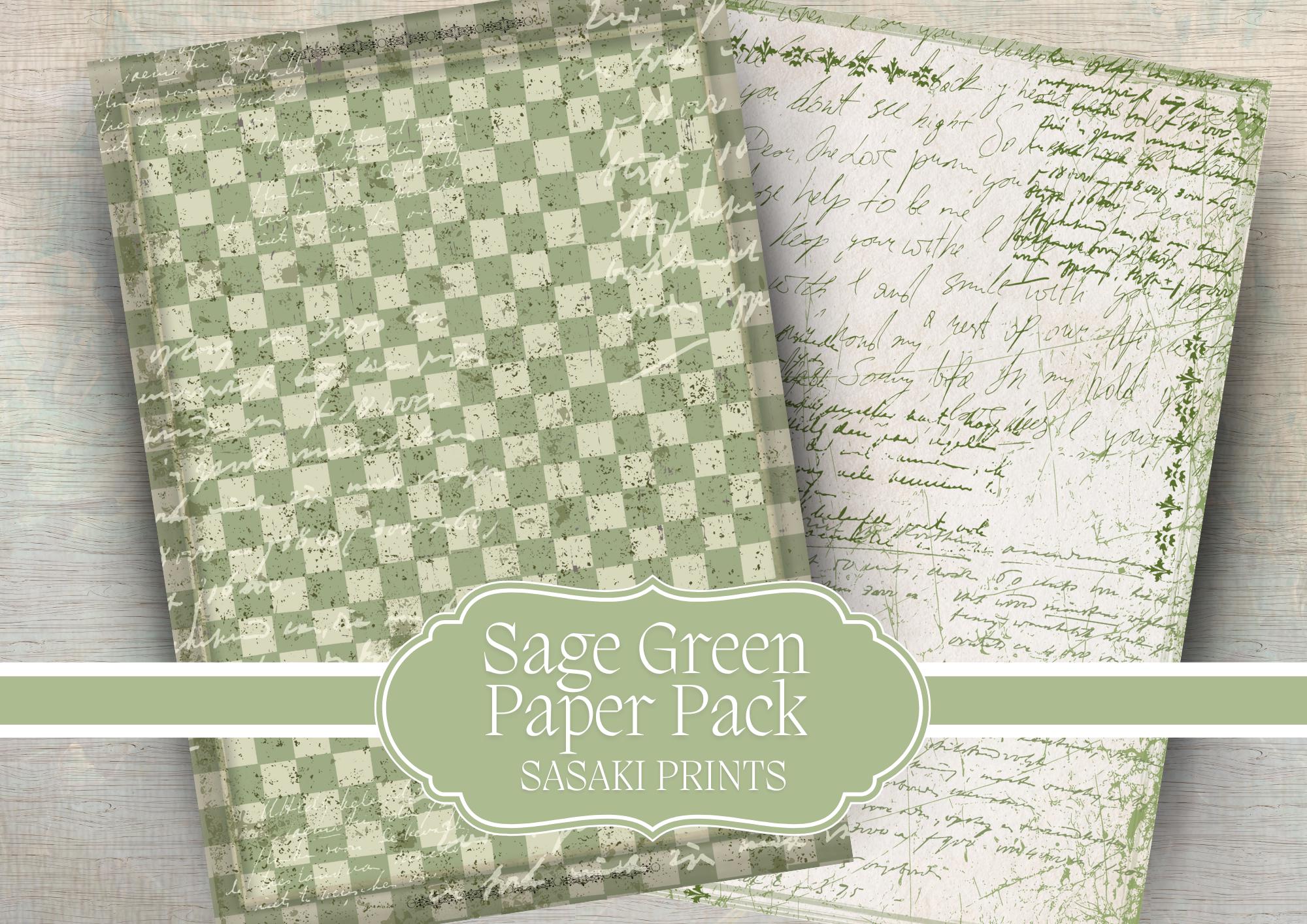 Sage Green Paper Pack, Printable Papers, Digital Junk Journal ...
